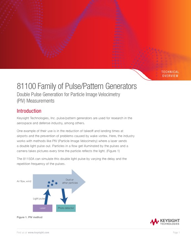 81100 Family of Pulse/Pattern Generators PDF Asset Page | Keysight